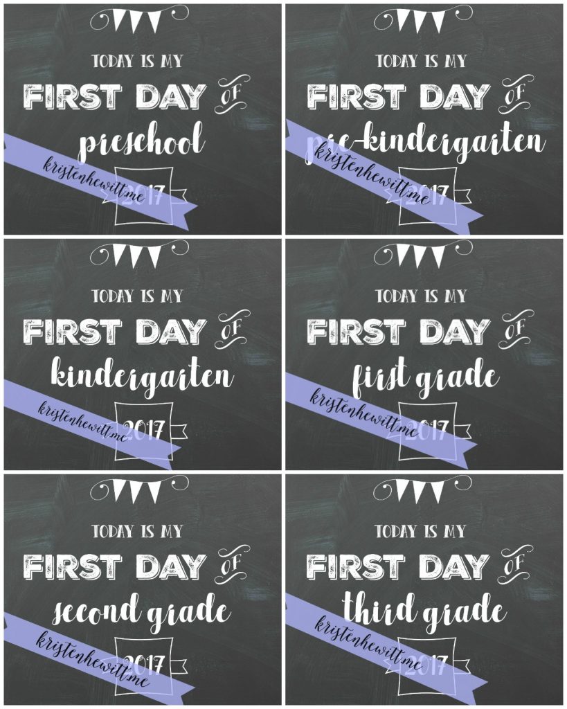 FREE Chalkboard First Day of School Printables - Kristen Hewitt